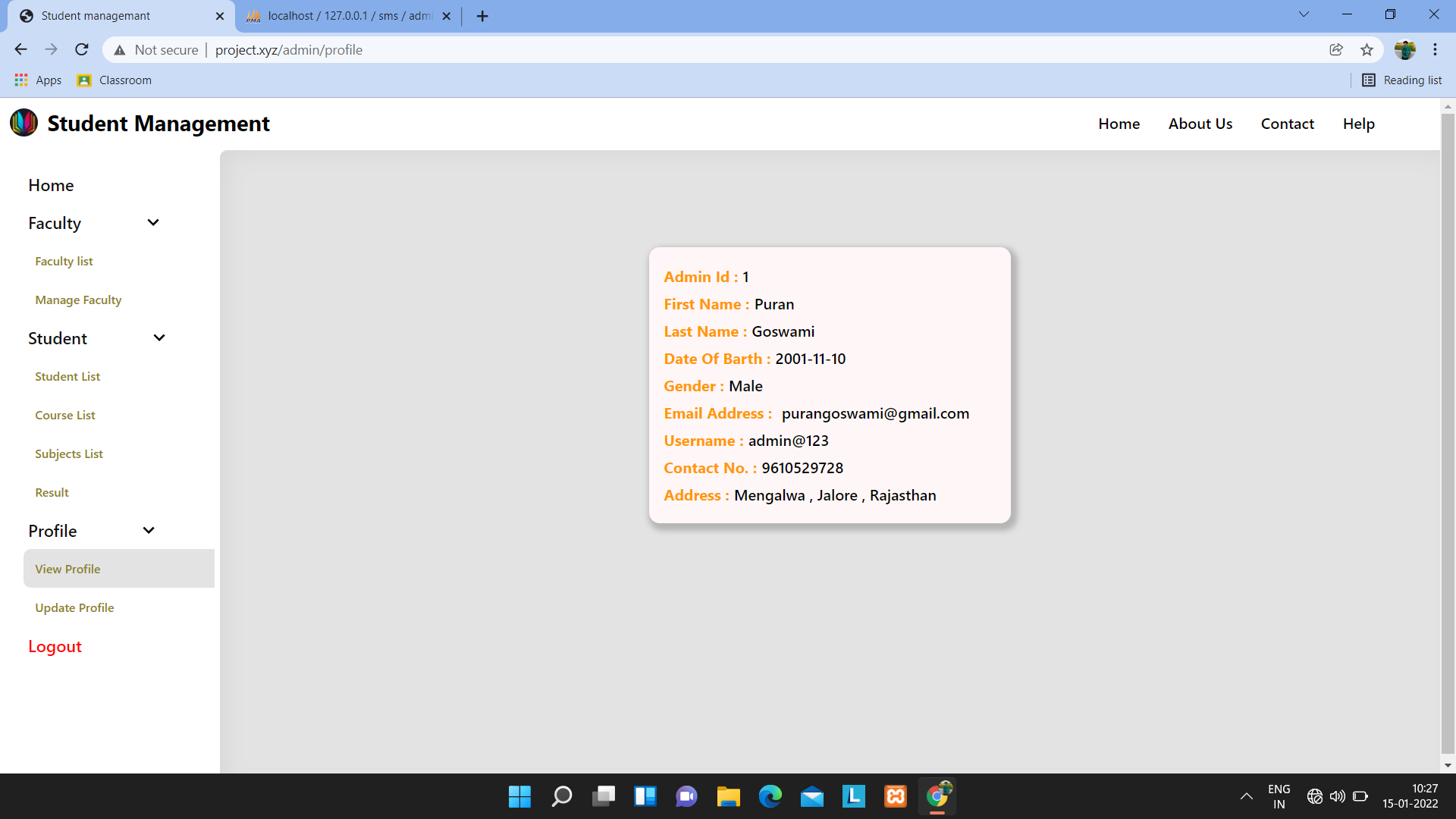 GitHub - purangoswami2001/student-management-system: Student Management System