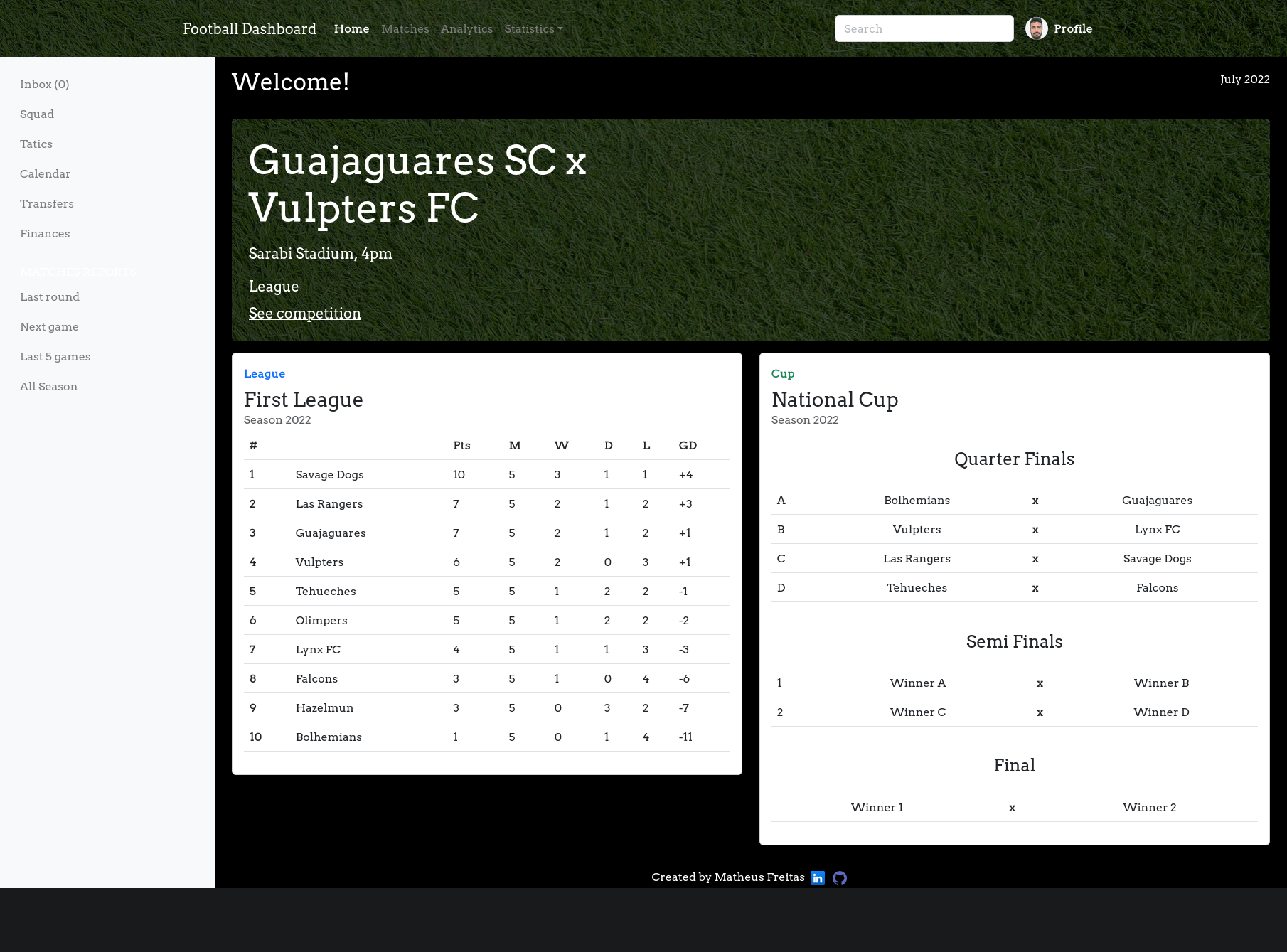 GitHub - msilvafreitas/football-league-dashboard: A manager-like ...