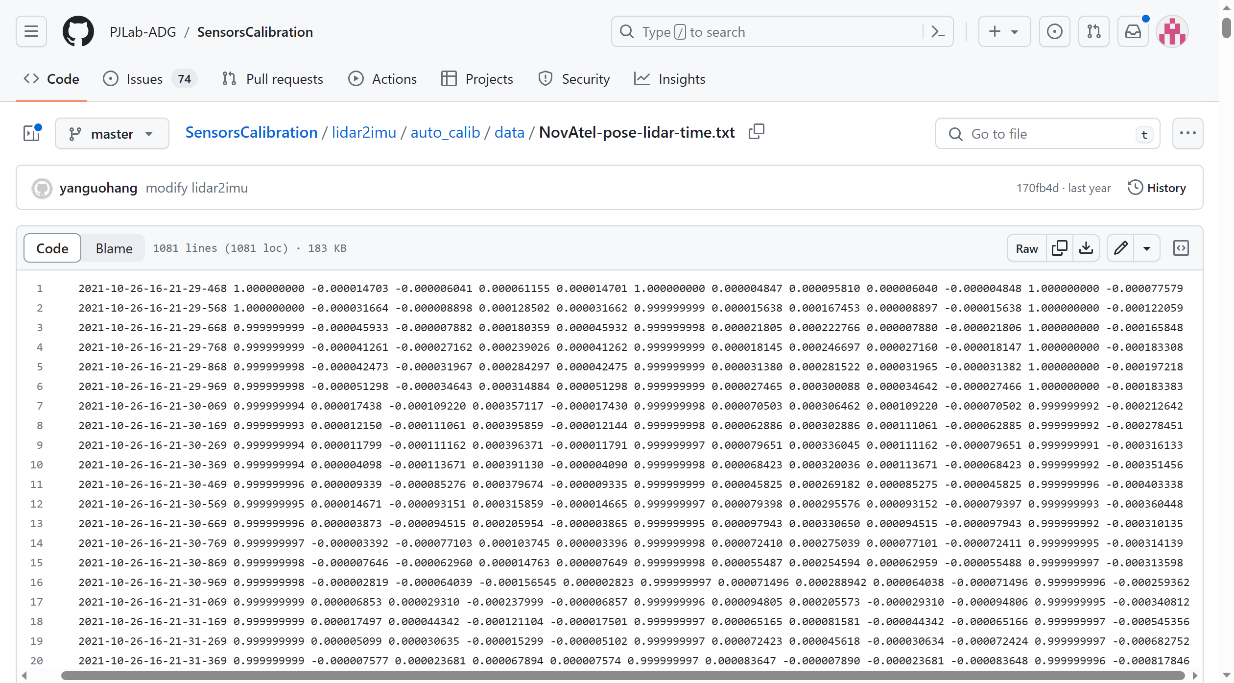 Lidar2imu calibration输入数据意义 · Issue #105 · PJLab-ADG/SensorsCalibration · GitHub