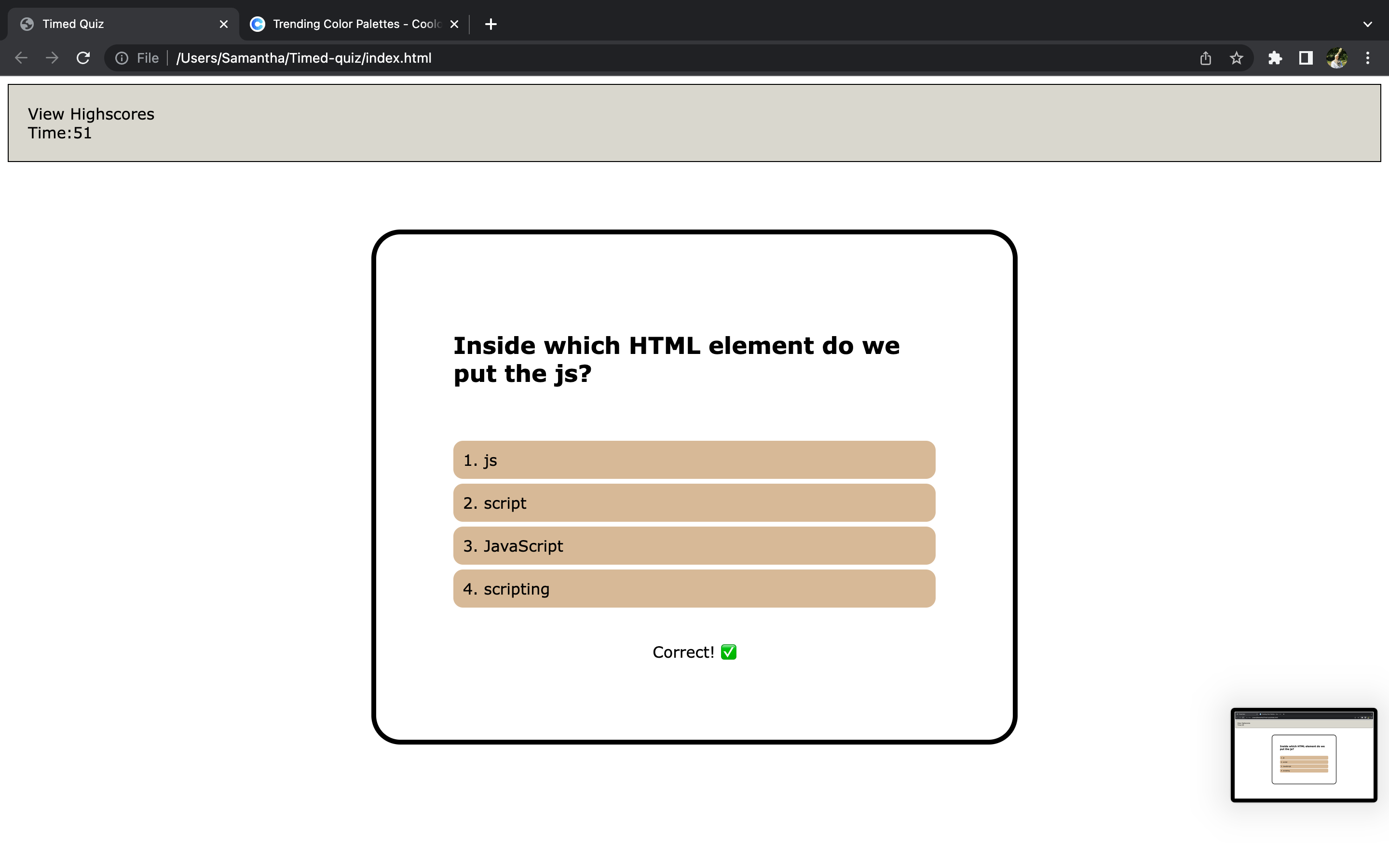 GitHub - RahmaBilal/Timed-quiz