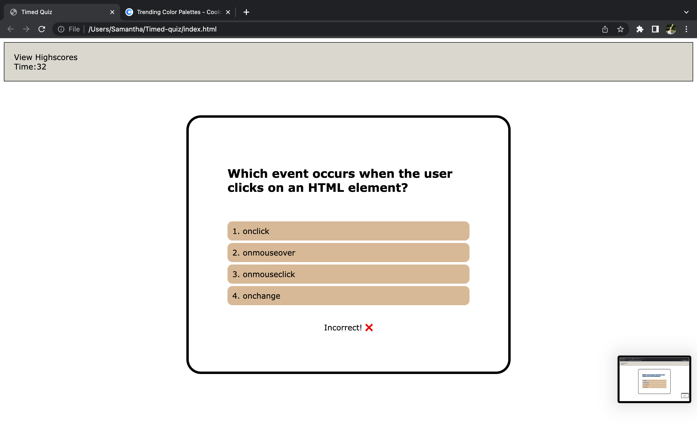 GitHub - RahmaBilal/Timed-quiz