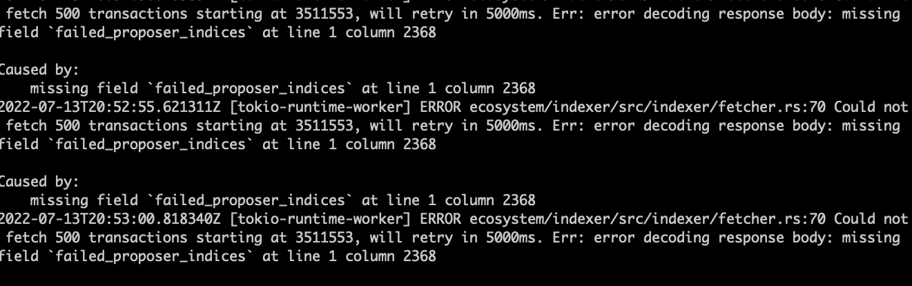 Bug Cannot Start Indexer Due To Deserialization Error · Issue 1950 · Aptos Labsaptos Core