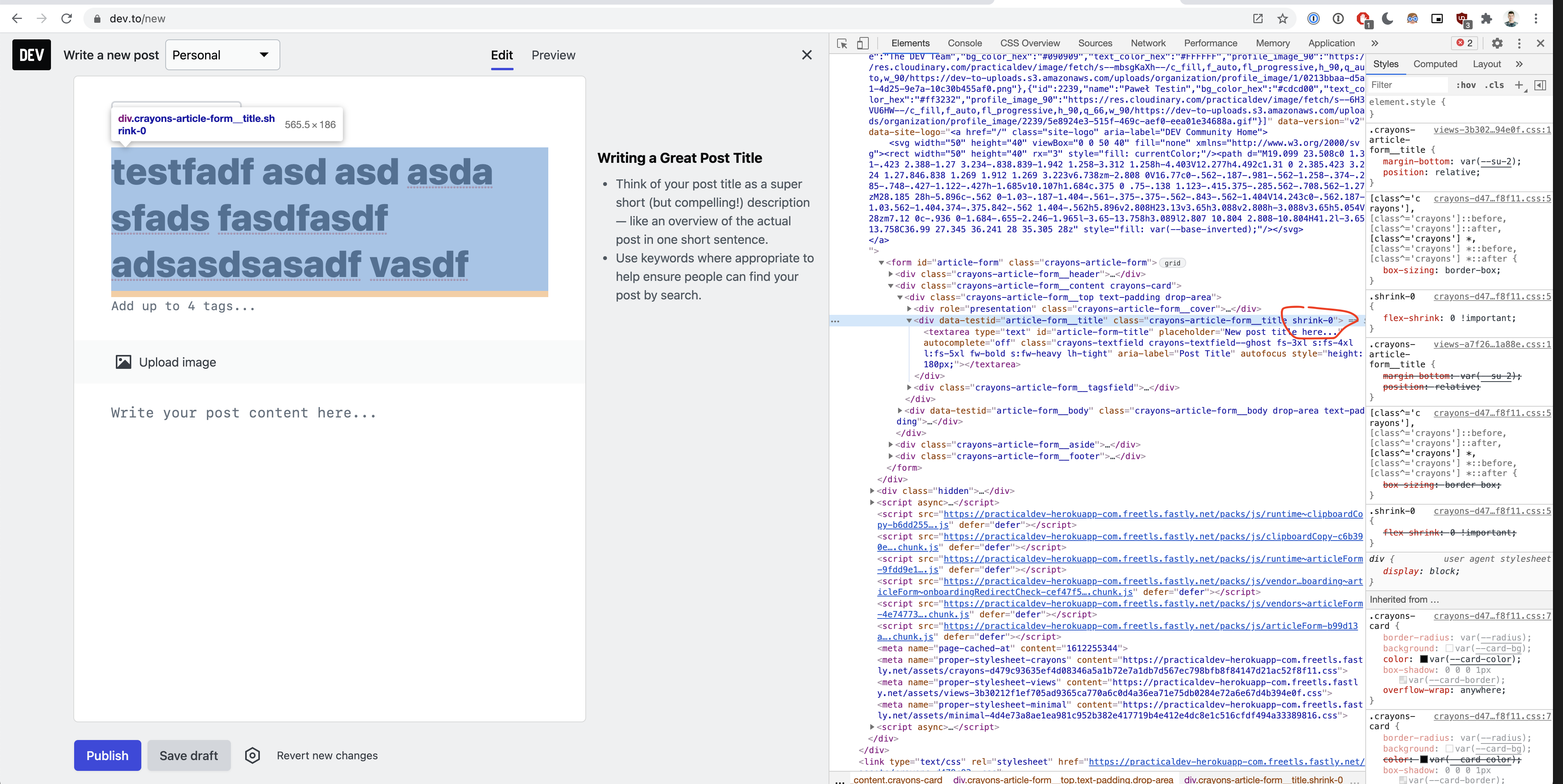 UI Regression: title input box clips text · Issue #10114 · forem/forem · GitHub