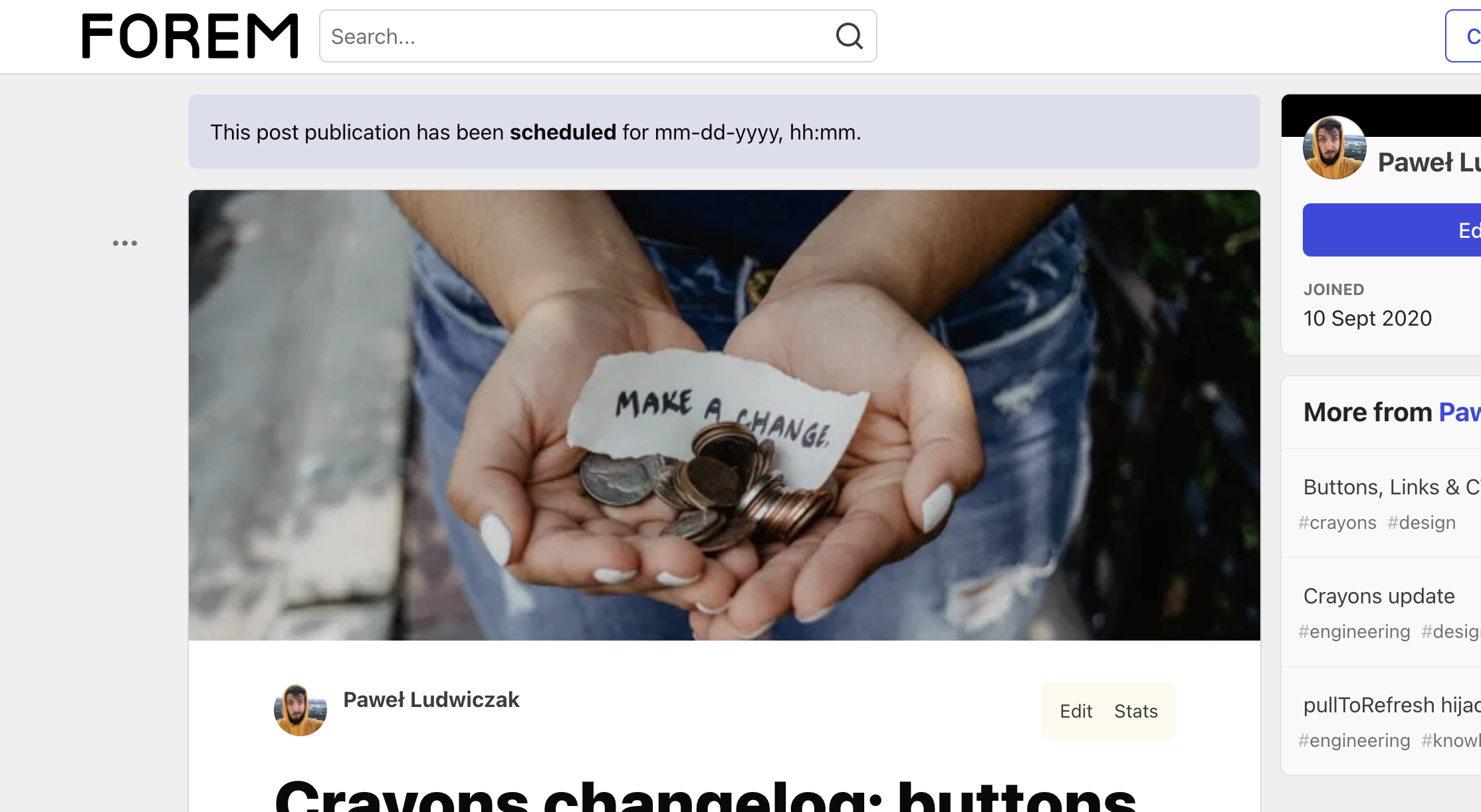 Post scheduling · Issue #15858 · forem/forem · GitHub