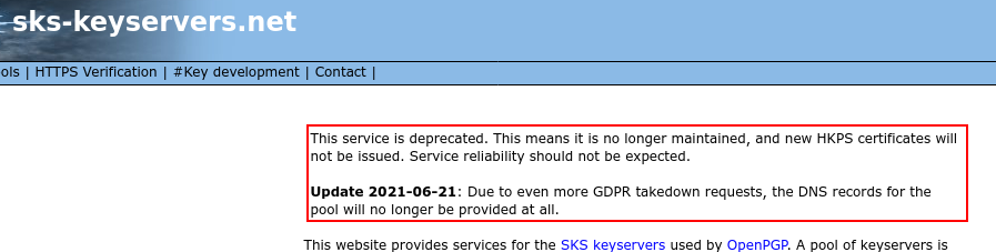 Because `sks-keyservers.net` is not maintained, we need to update release document · Issue ...