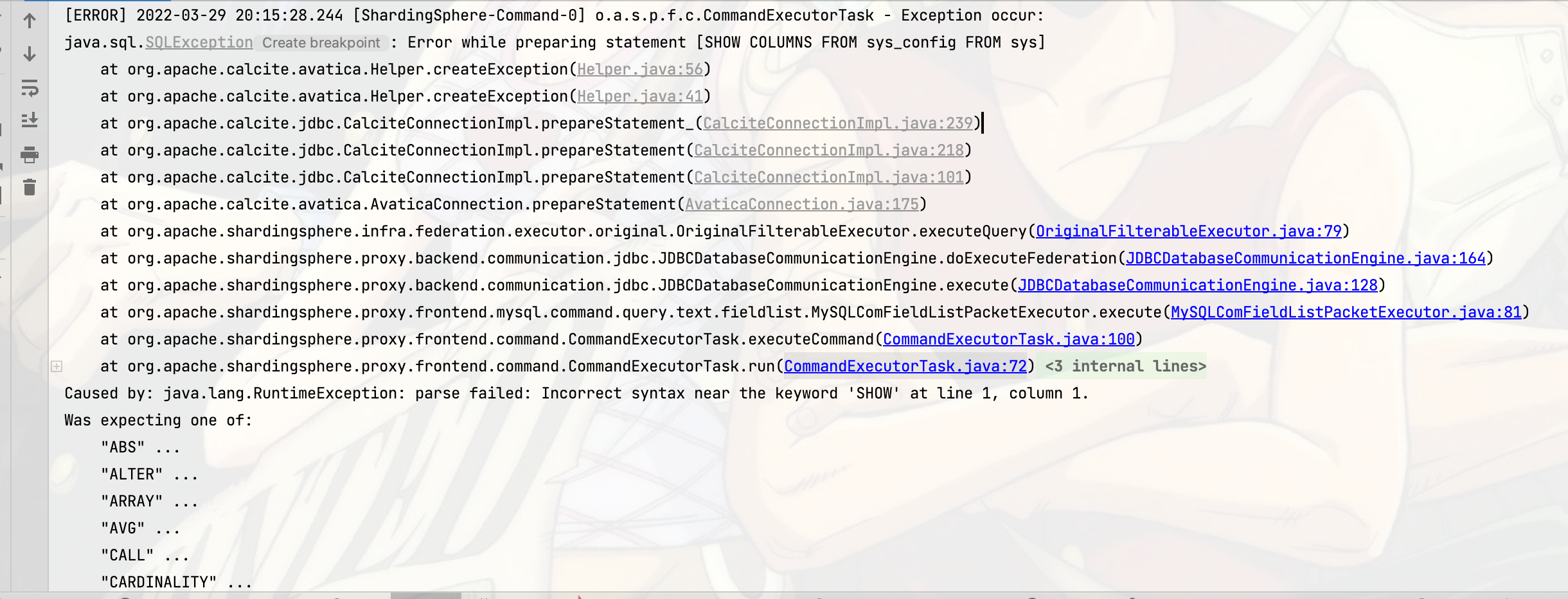 Exception Occurs When Execute Use Informationschema Statement · Issue 16495 · Apache 0545