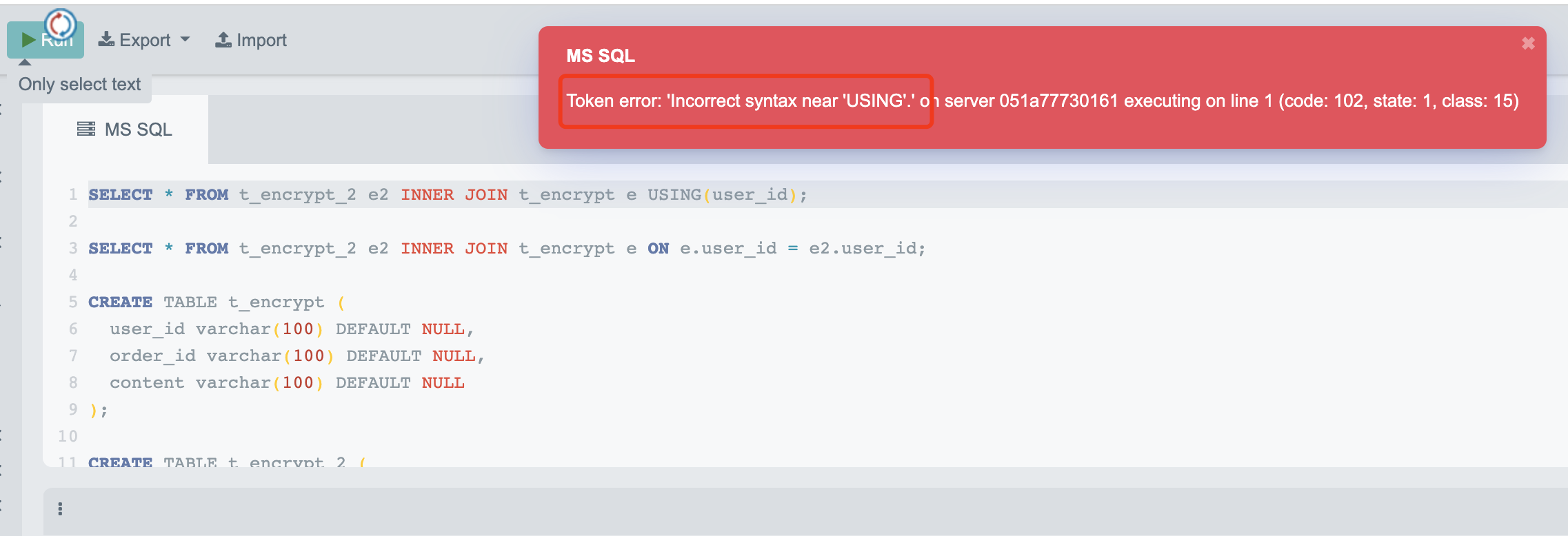 The select result of ‘join with USING(column)’ exists problem;The column name and value doesn't ...