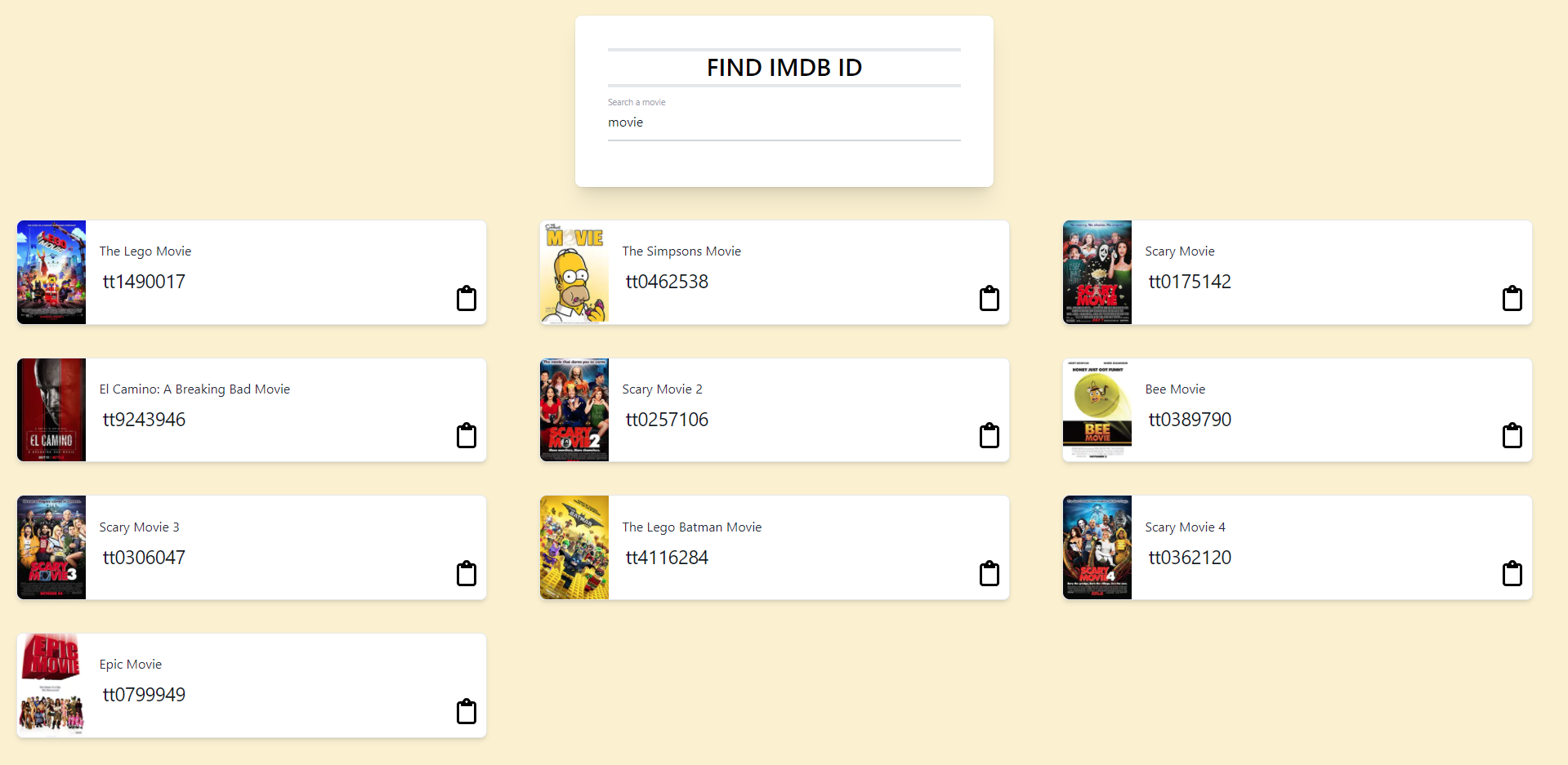GitHub - kdssoftware/imdb-id: Find imdb ID's from movie titles