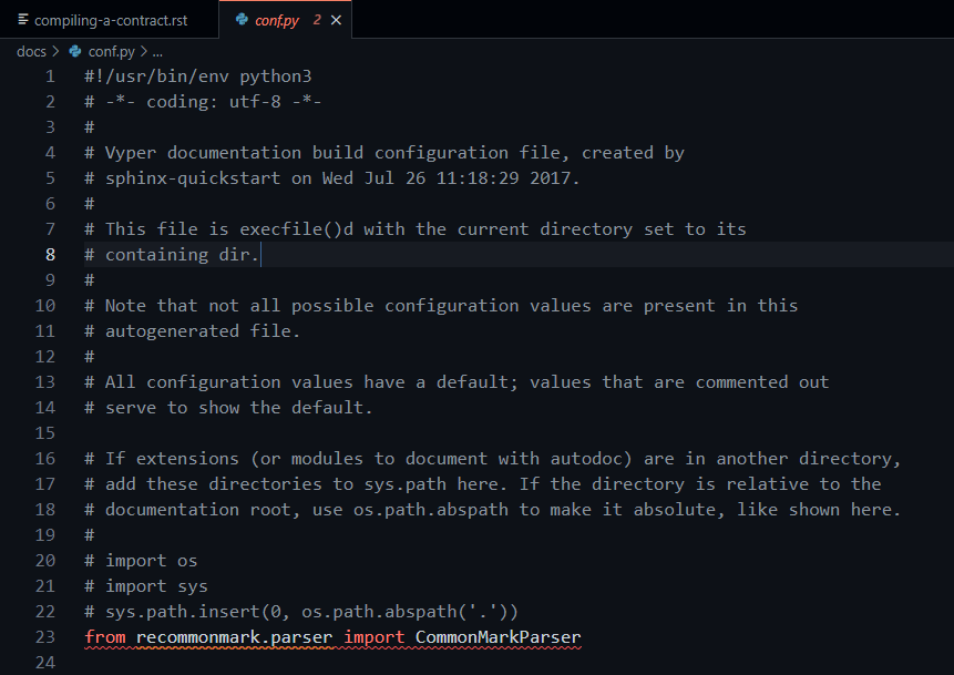 Vscode Gives A Warning Problem Icon In `conf Py` · Issue 2995 · Vyperlang Vyper · Github