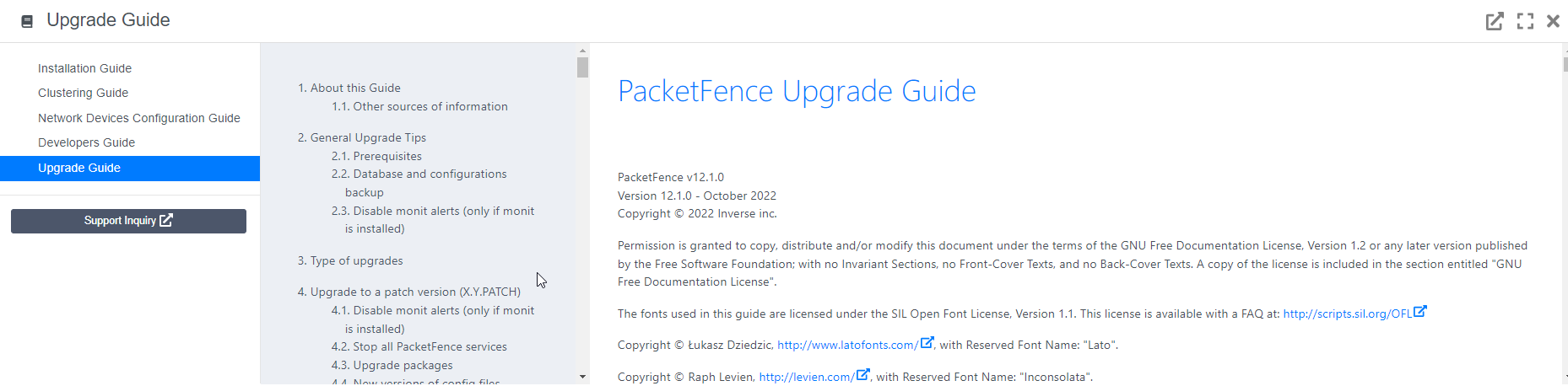 web admin: embedded documentation has a different look and links to sections doesn't work ...