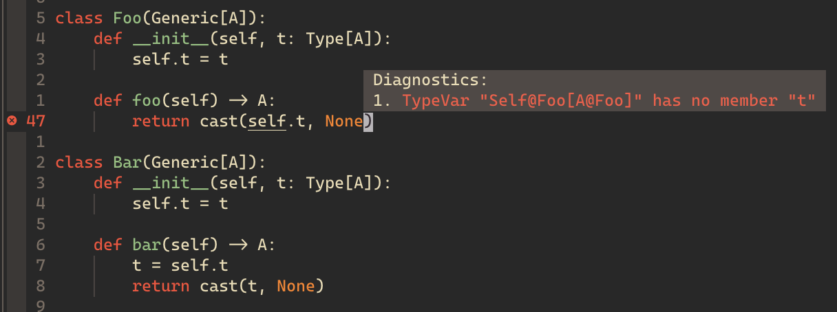 cast won't accept instance variable for `typ` parameter · Issue #3833 · microsoft/pyright · GitHub