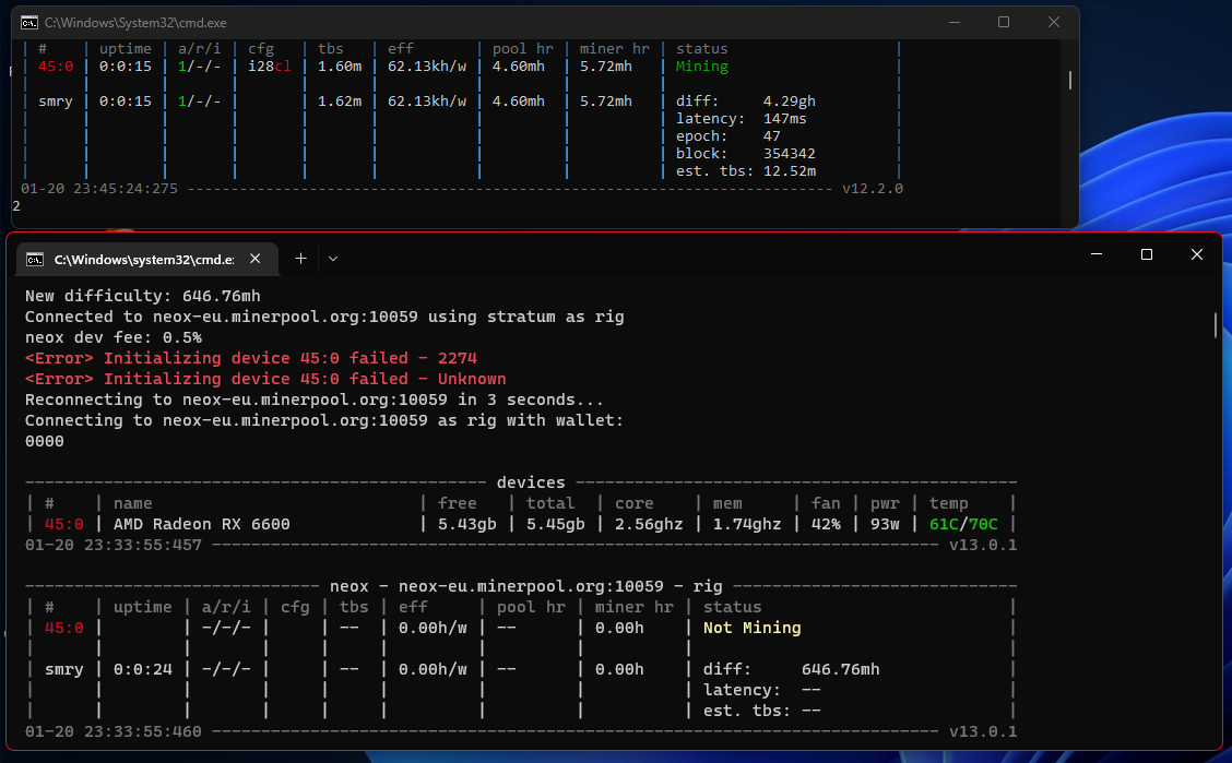 [BUG] Radeon RX 6600 - BZMiner v13.0.1 · Issue #160 · bzminer/bzminer · GitHub