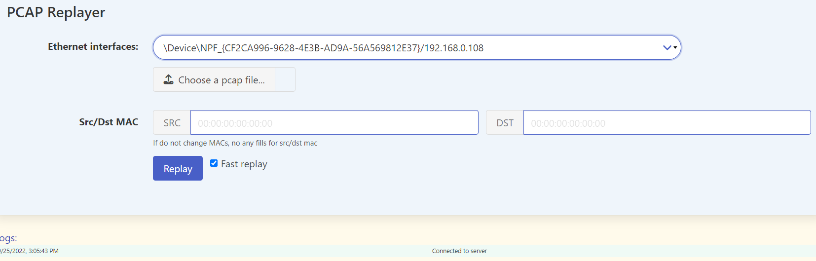 Github Hongbinz Wpcapreplayer Web Based Pcap Replayer For Windows