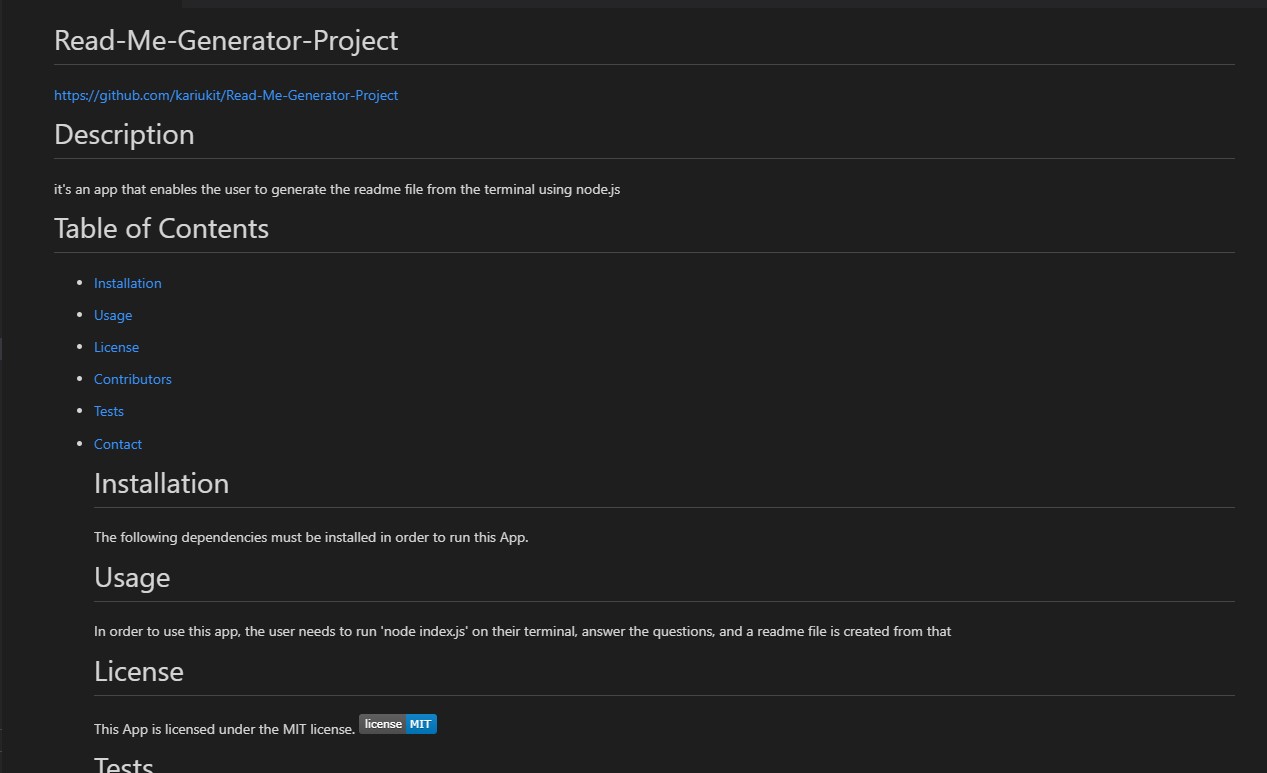 GitHub - kariukit/Read-Me-Generator-Project: A project about generating a readme.md file using ...