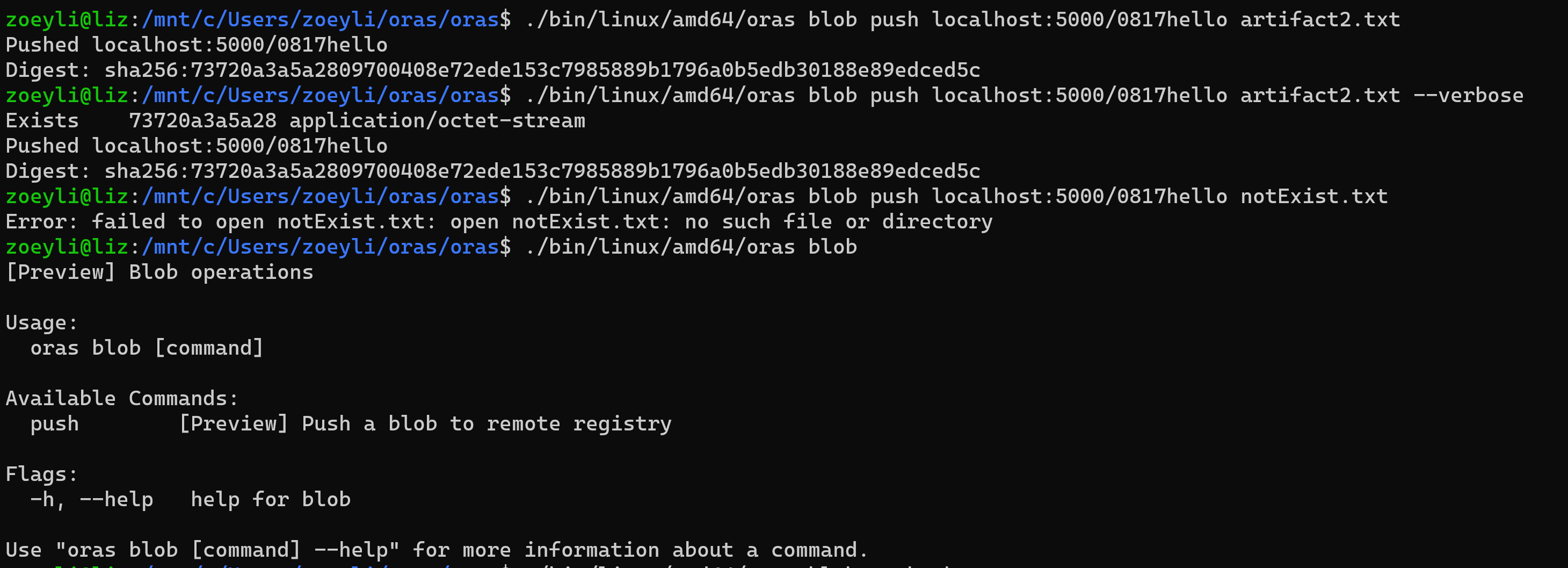 Command to push a blob to a remote registry · Issue #476 · oras-project/oras · GitHub