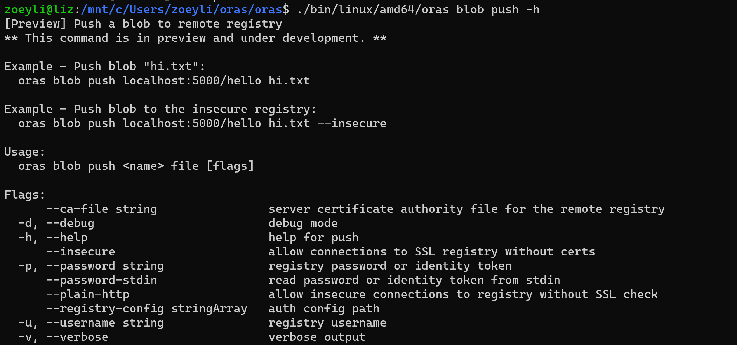 Command to push a blob to a remote registry · Issue #476 · oras-project/oras · GitHub