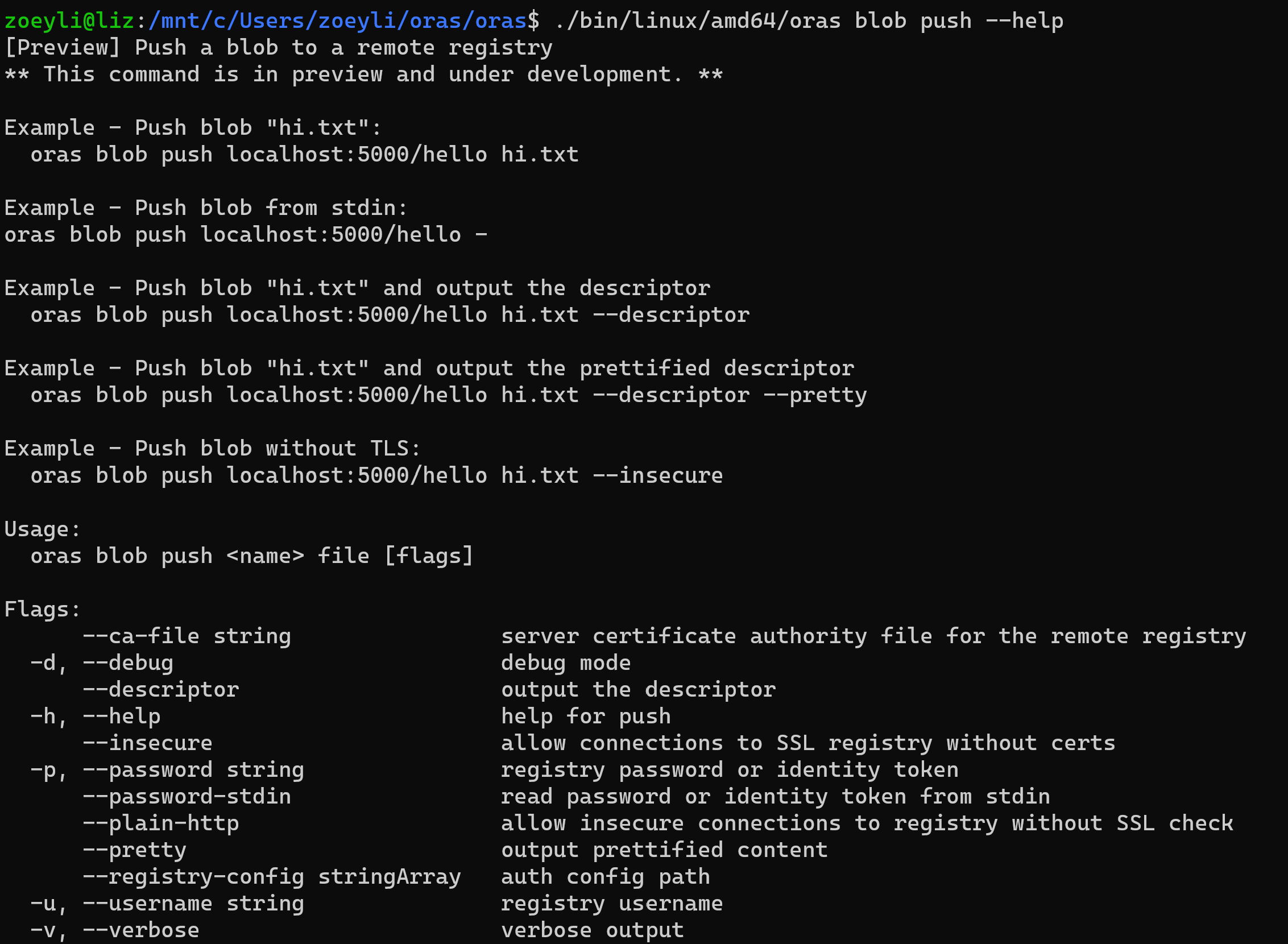 Command to push a blob to a remote registry · Issue #476 · oras-project/oras · GitHub