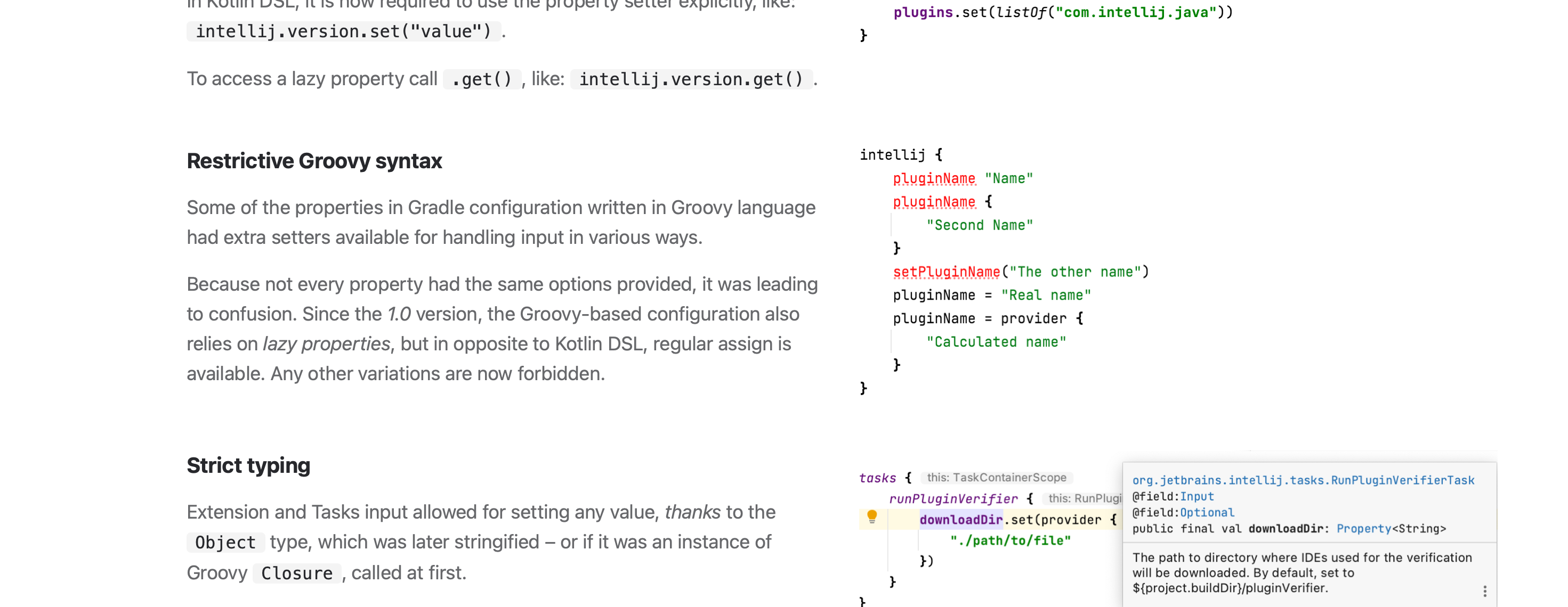 After update to 1.0 'version' property inside 'intellij' configuration specifies version of ...