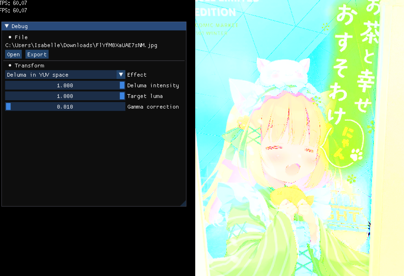 GitHub - kitsunemikan/image-devalue: Red is lighter than blue, and the hue impacts how bright ...