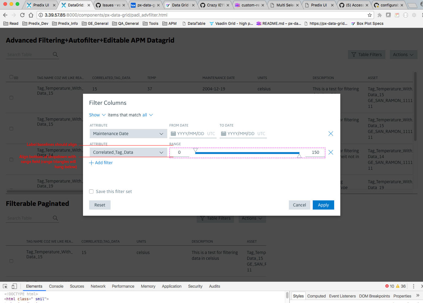 Advanced Filtering: Minor header alignment issue with Slider in Filter ...