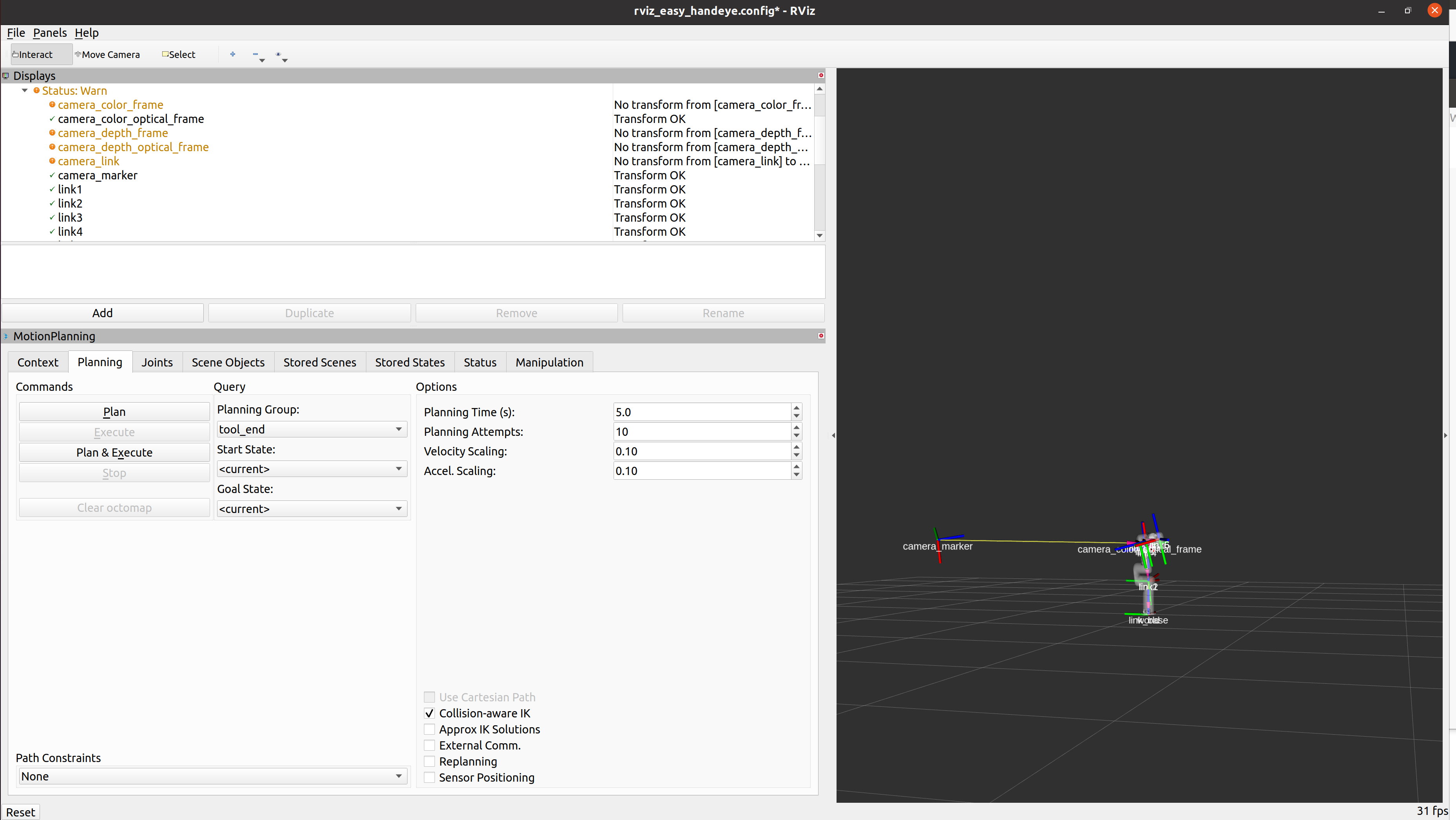 No transform from[camera_color_frame] to frame world · Issue #135 · xArm-Developer/xarm_ros · GitHub