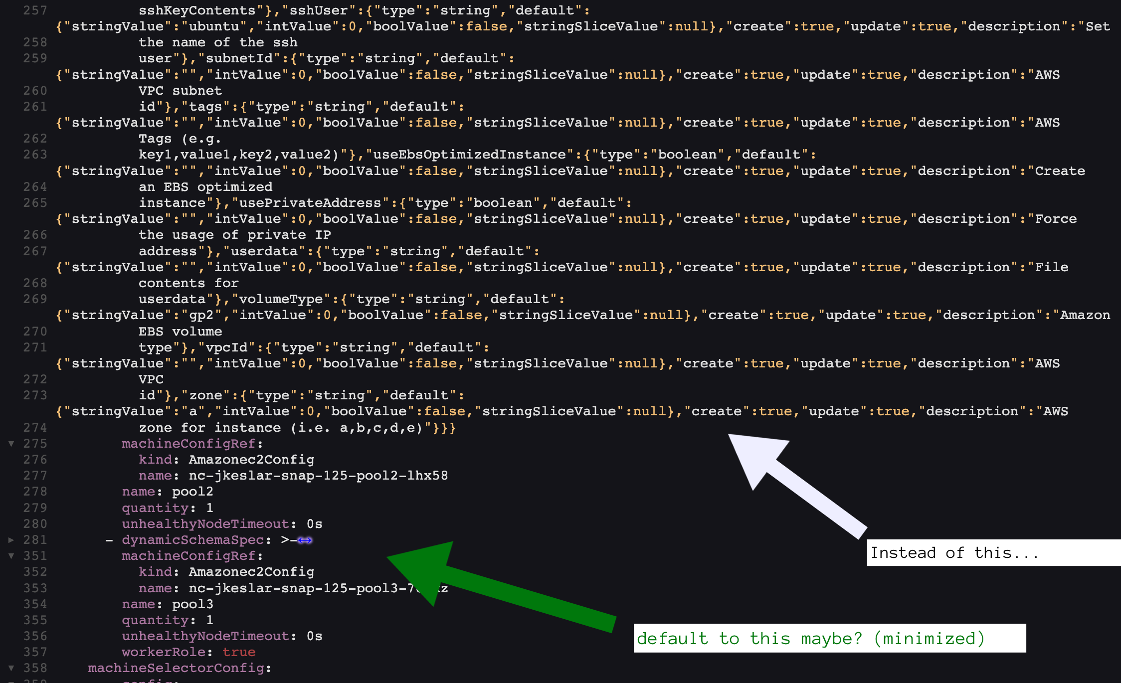 [RKE2][Enhancement] - Create minimized section for Dynamic Schema spec section in `edit YAML ...
