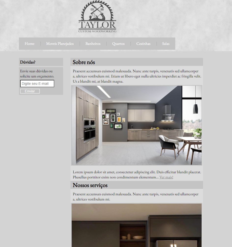 GitHub - FelipePuerta/Taylor-Custom-Woodworking-: Site fictício, praticando HTML e CSS PURO!