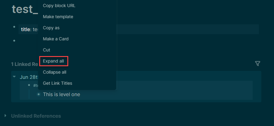 Expand/Collapse all keyboard shortcut and menu options don't work on linked references · Issue ...