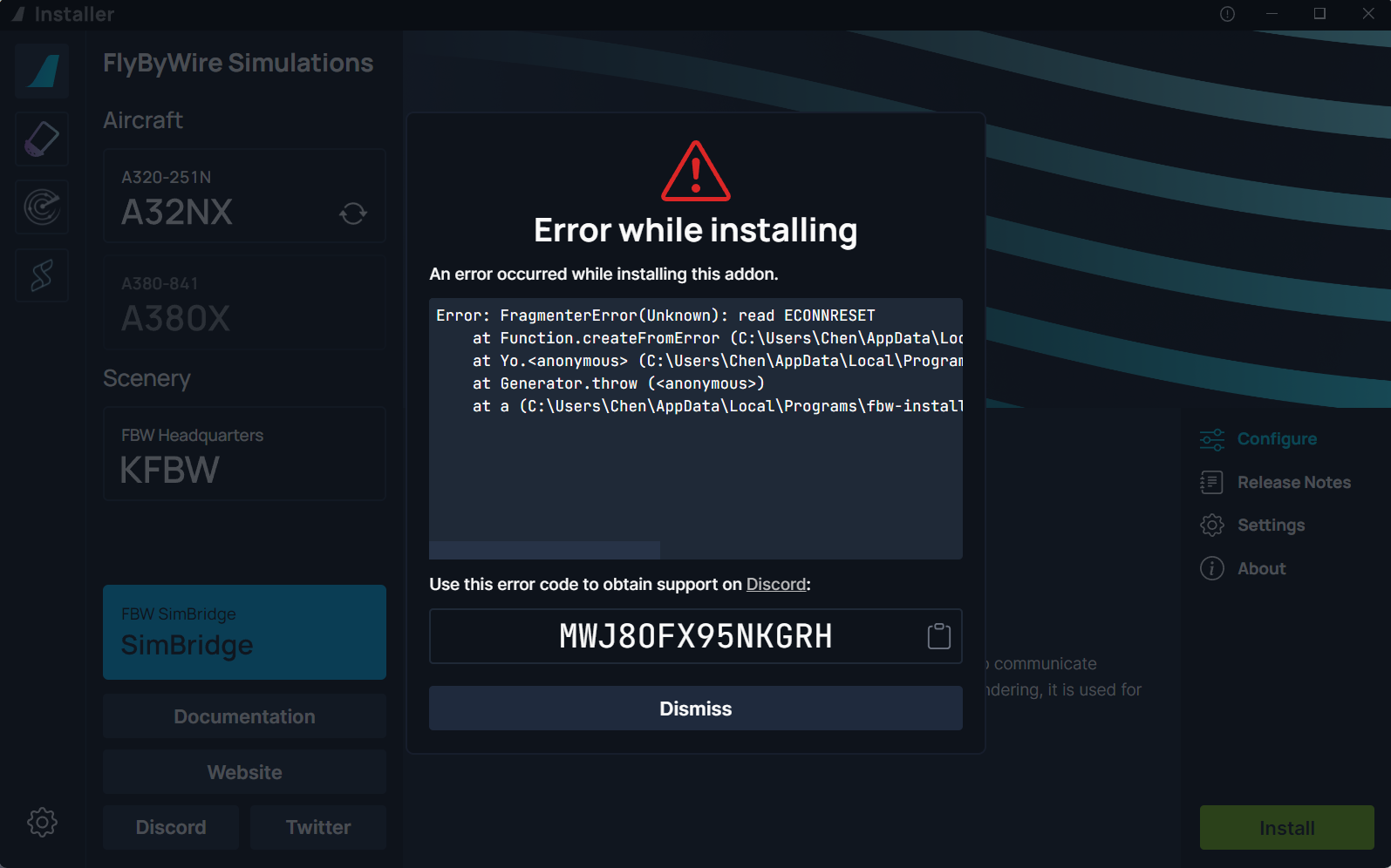 Download error！！ · Issue #408 · flybywiresim/installer · GitHub
