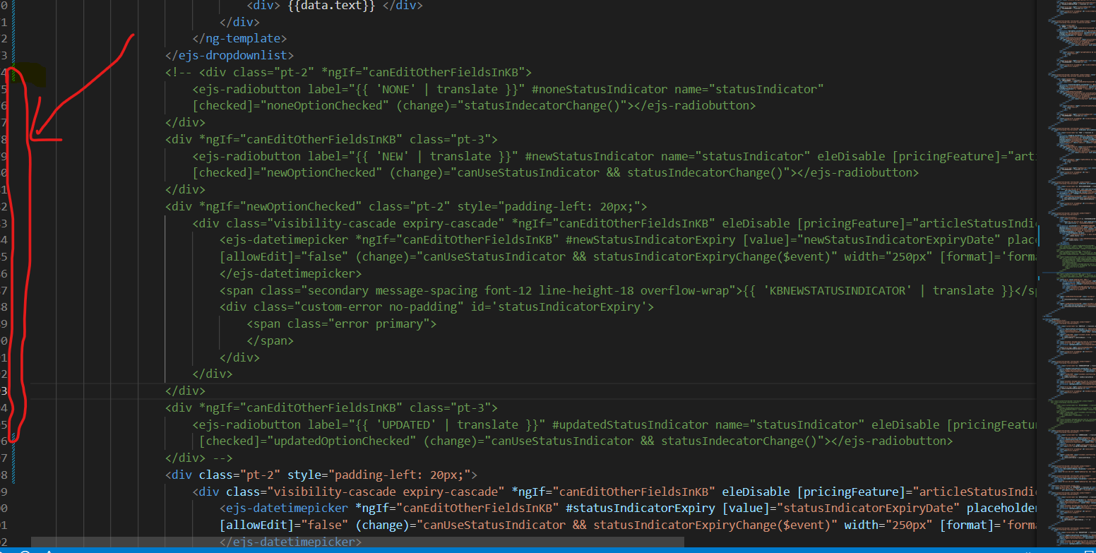 Can not show changes diff in Working Tree on muliple commended lines ...