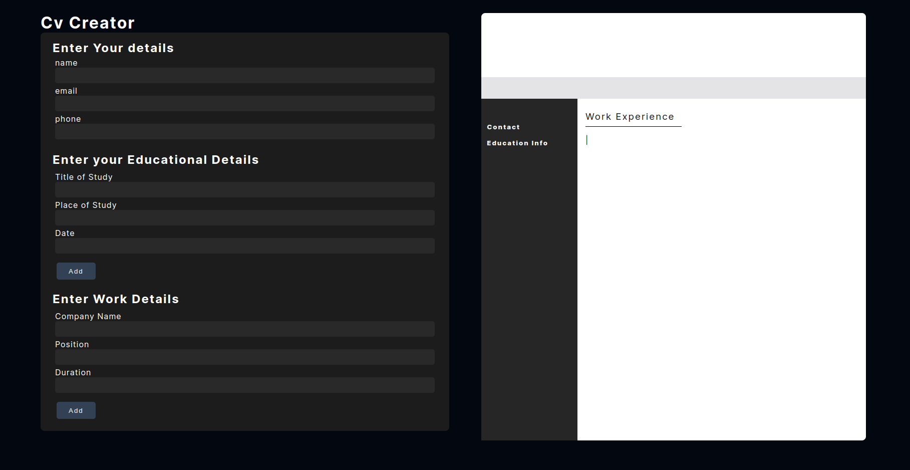 GitHub - RazaNaqsh/CvCreator-React: Create CV on Real time with this CvCreator made with React