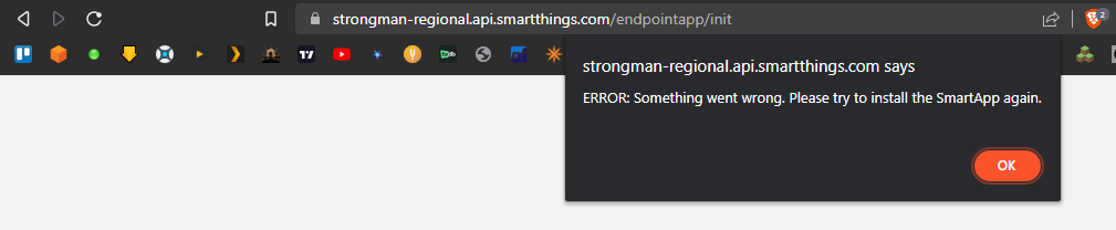 SmartThings - ERROR: Something went wrong. Please try to install the SmartApp again. · Issue ...
