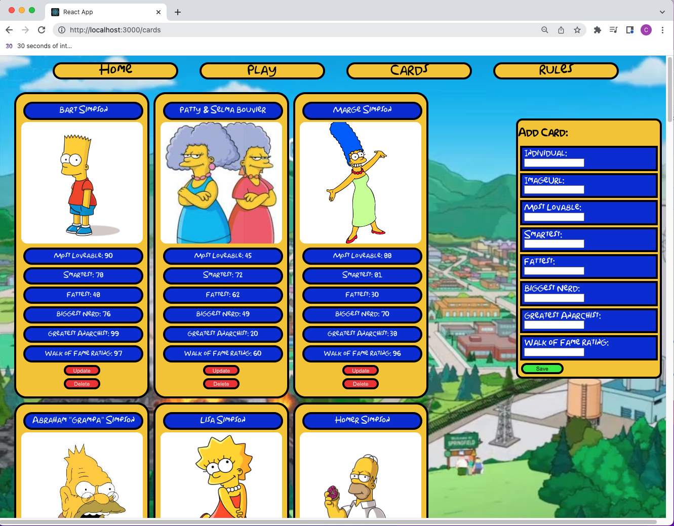 GitHub - BenCutlerAmes/Simpsons-Top-Trumps: Top Trumps App based on the popular card game