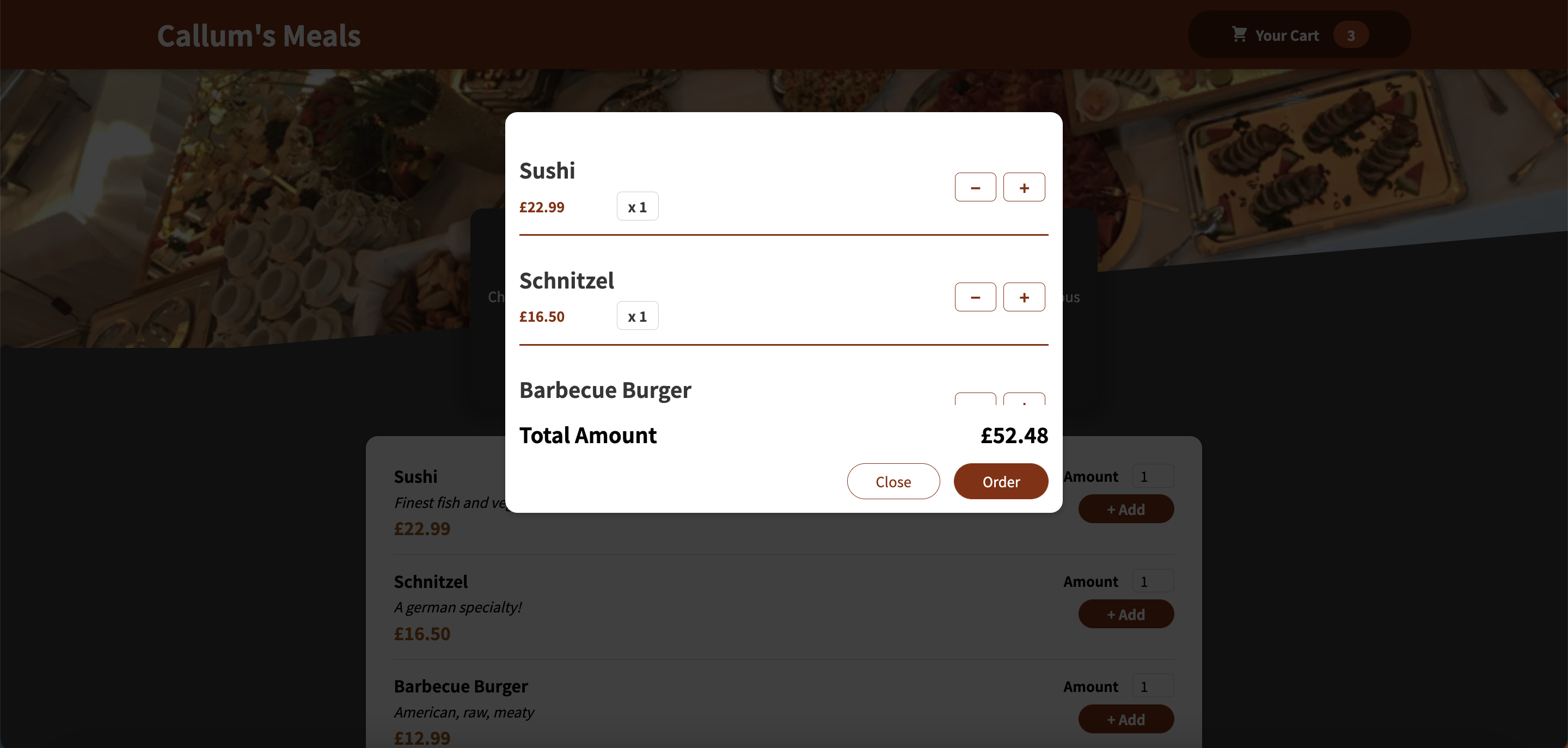 GitHub - calgdon/Food-App: A React project utilising useState, useReducer and useContext along ...