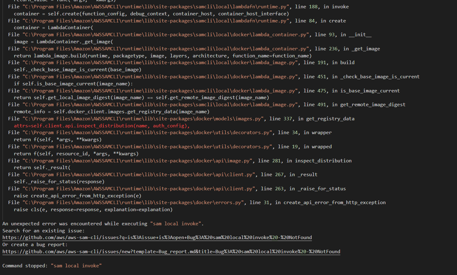 Bug: sam local invoke - NotFound · Issue #4711 · aws/aws-sam-cli · GitHub