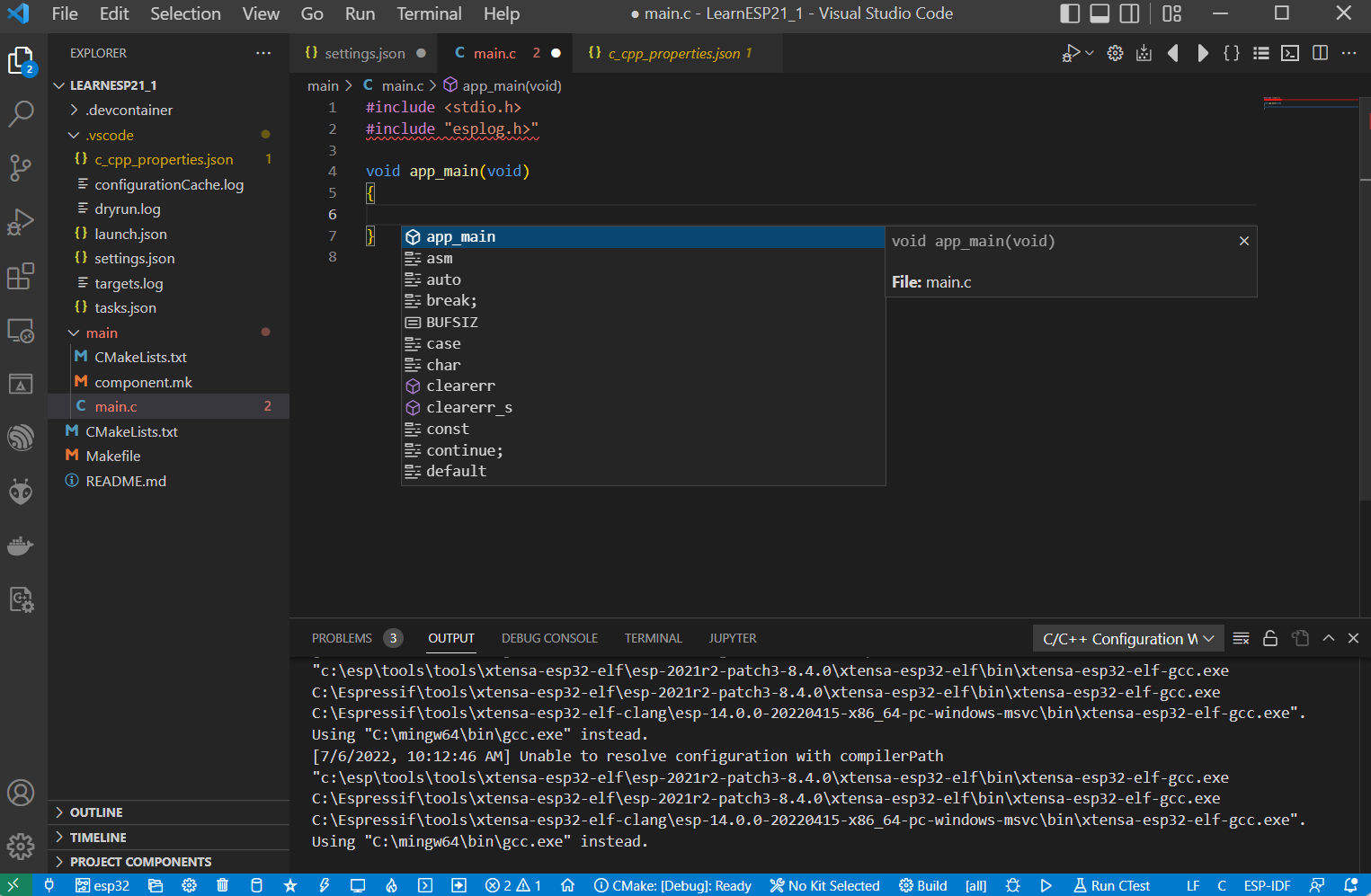 IntelliSense [ESP_LOGI]** cannot be found in my VS Code · Mair esp32-course · Discussion #125 ...