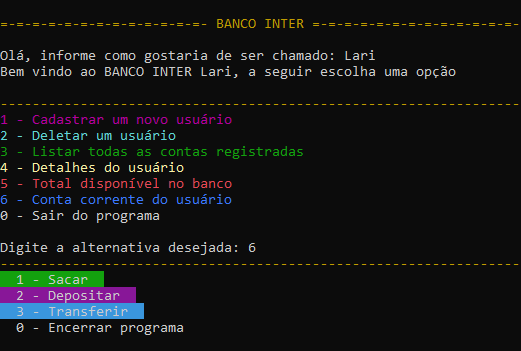 GitHub - LariLealDias/Banco-Inter: Programa simulador de banco ...