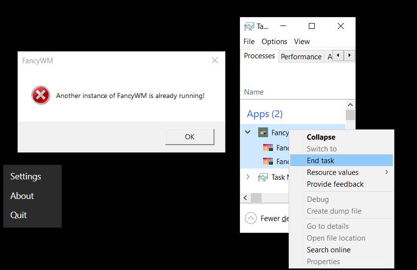 Closing FancyWM doesn't fully close the program · Issue #113 · FancyWM/fancywm · GitHub