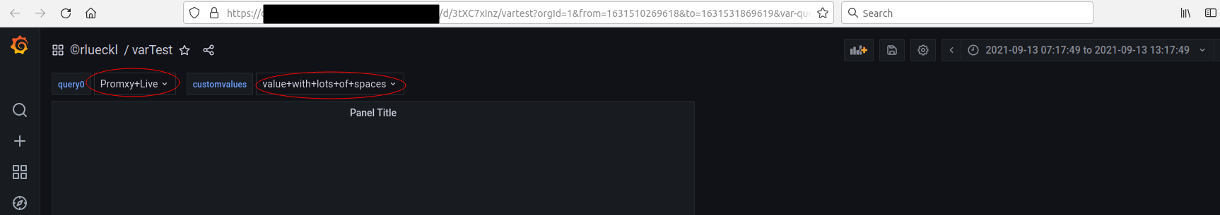 (Shorten) URL broken when changing timerange while having a variable with spaces in the value ...
