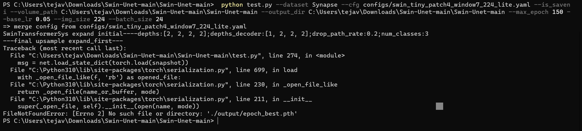 please help me debug while testing · Issue #2 · WonJunPark/swinUNet ...