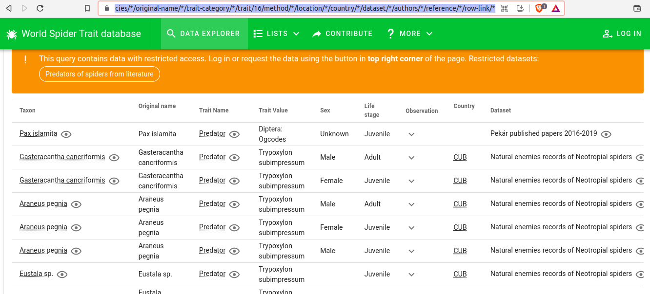 Spider trait database · Issue #767 · globalbioticinteractions/globalbioticinteractions · GitHub