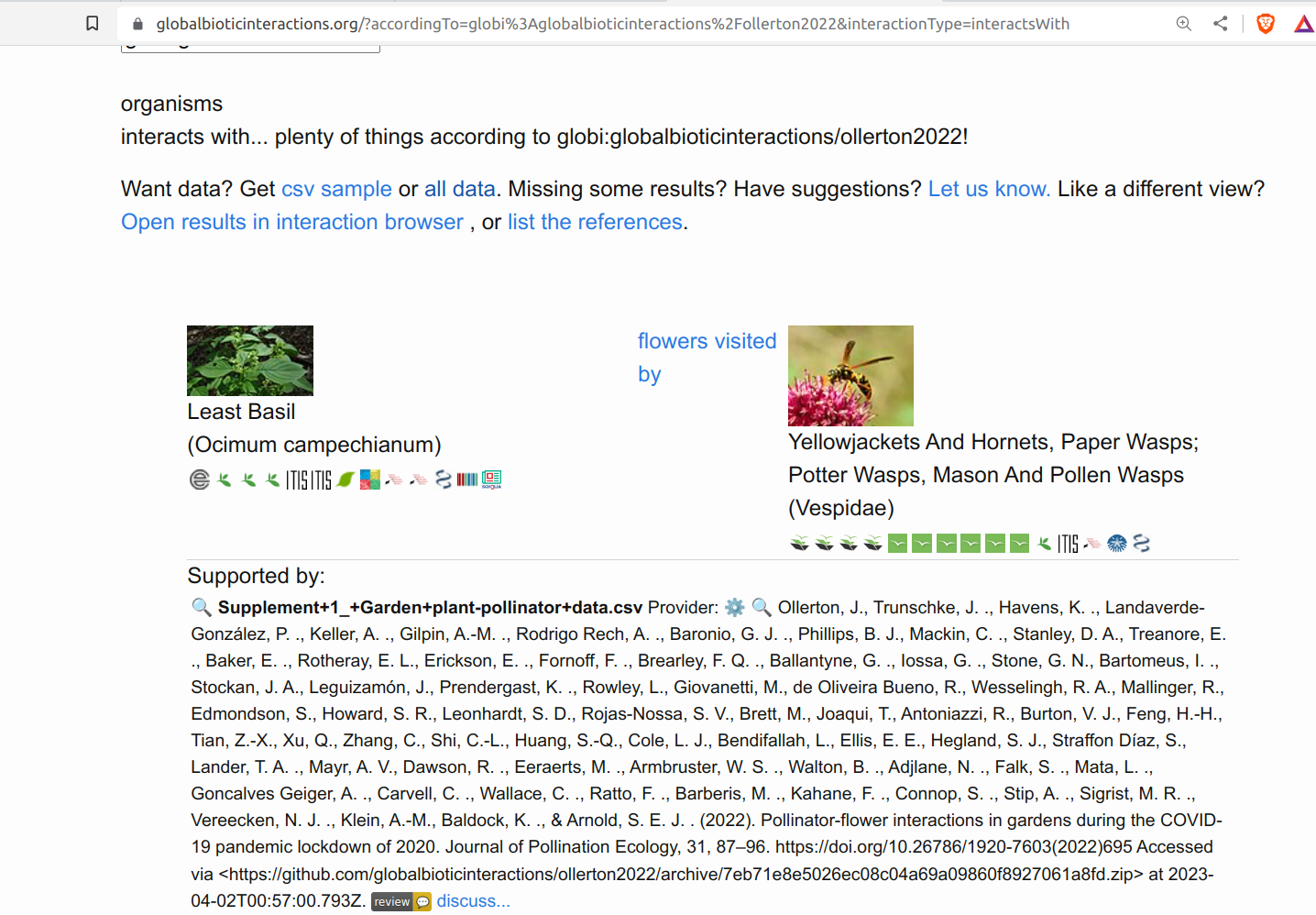 suggest to index Ollerton et al. (2022). Pollinator-flower interactions in gardens during the ...
