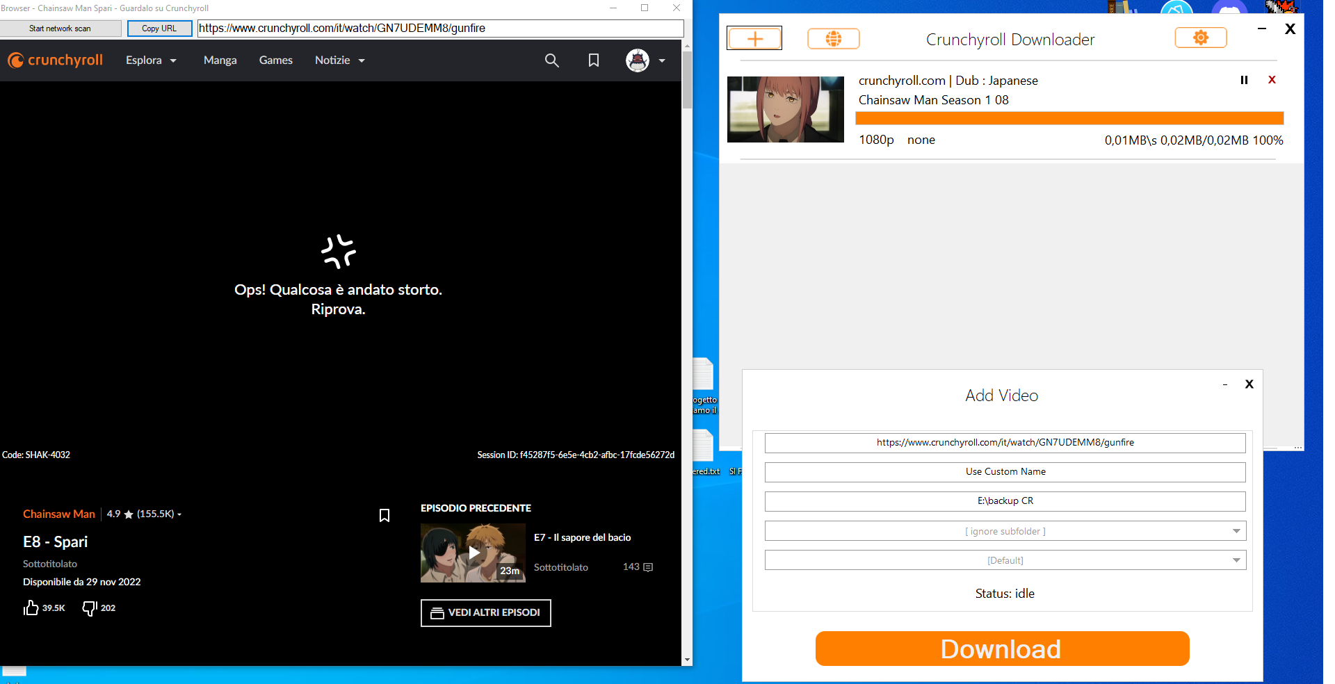 specific episode download error (Chainsaw Man 8) · Issue #606 · hama3254/Crunchyroll-Downloader ...