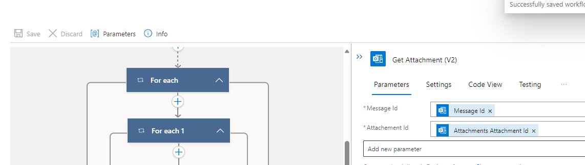 In Designer, selecting "Message ID" parameter from Office 365 Outlook connect is not saved ...