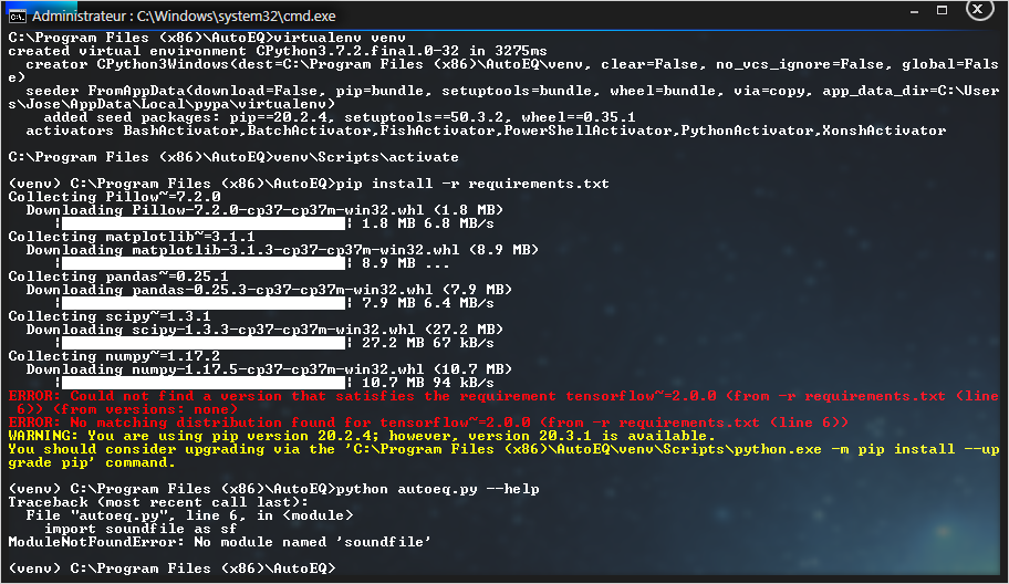 [Windows 7] Installation error · Issue #238 · jaakkopasanen/AutoEq · GitHub