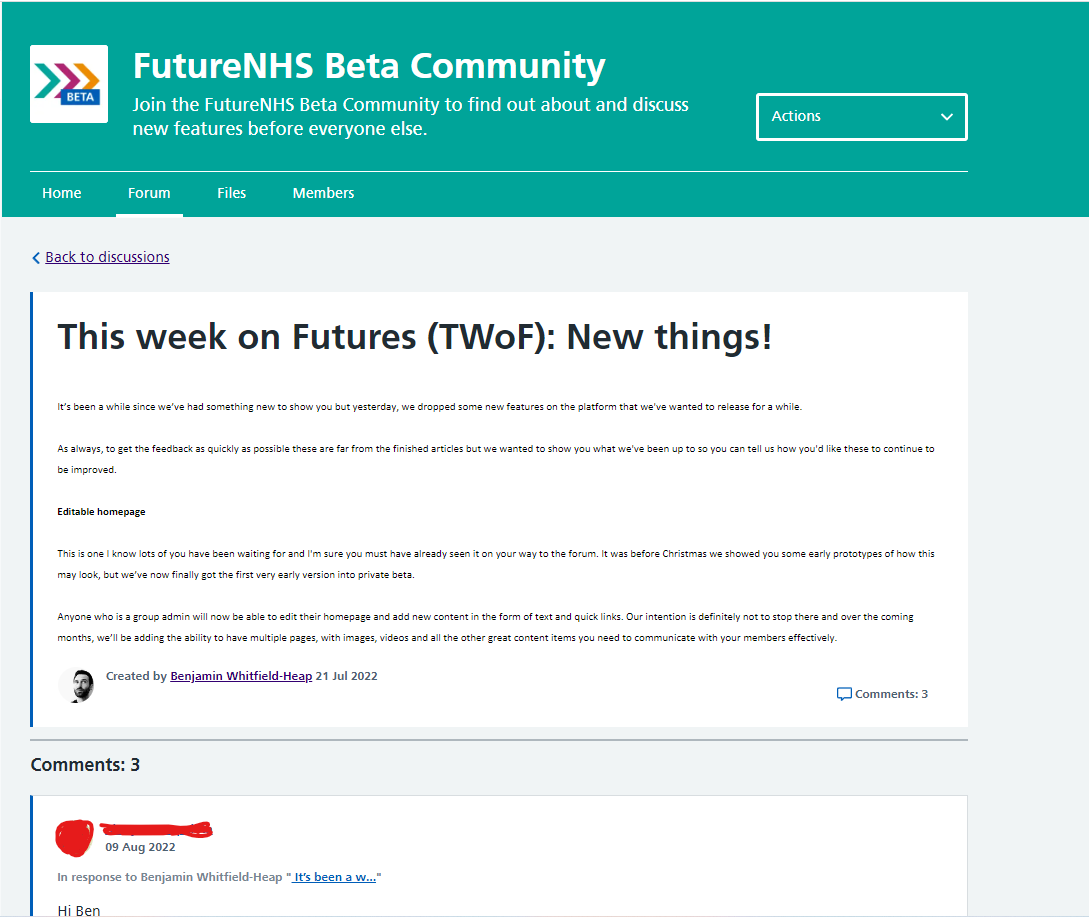 Clearer discussion posts · Issue #351 · nhsengland/futurenhs · GitHub