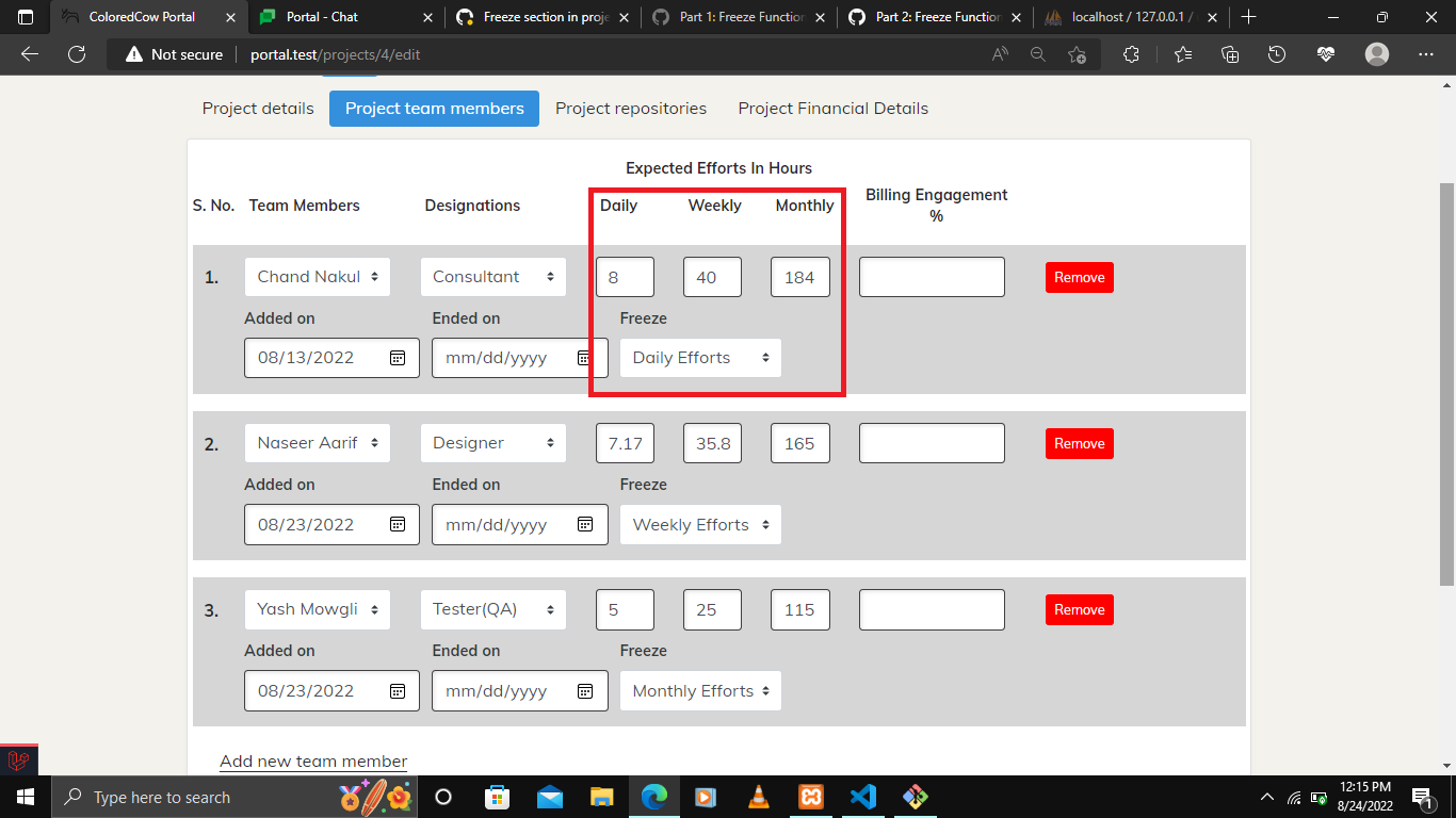 Part 2: Freeze Functionality on project team member · Issue #2265 · ColoredCow/portal · GitHub