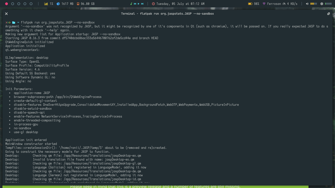 [Bug]: Can't run JASP in Arch-based Linux Distro · Issue #1769 · jasp-stats/jasp-issues · GitHub