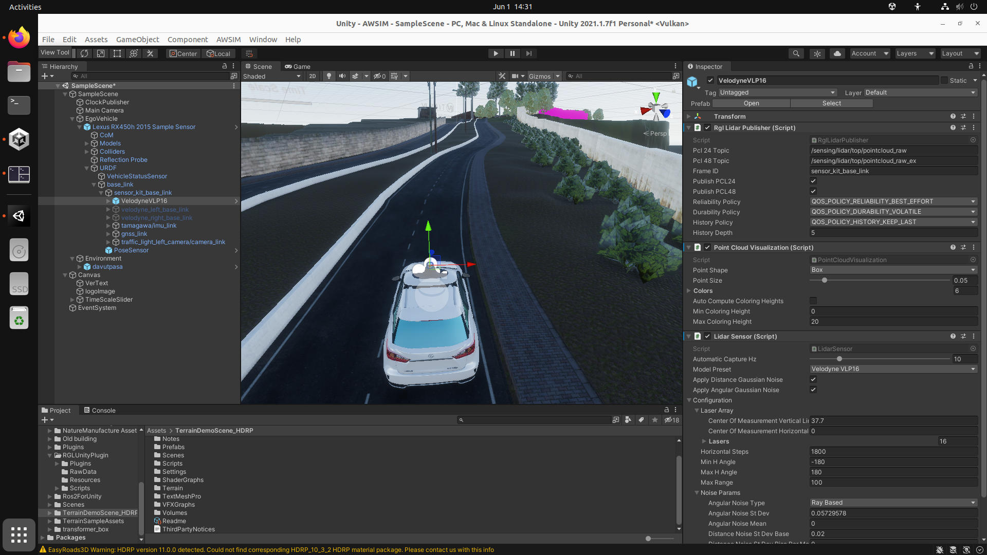 No stable data from lidar · Issue #139 · tier4/AWSIM · GitHub