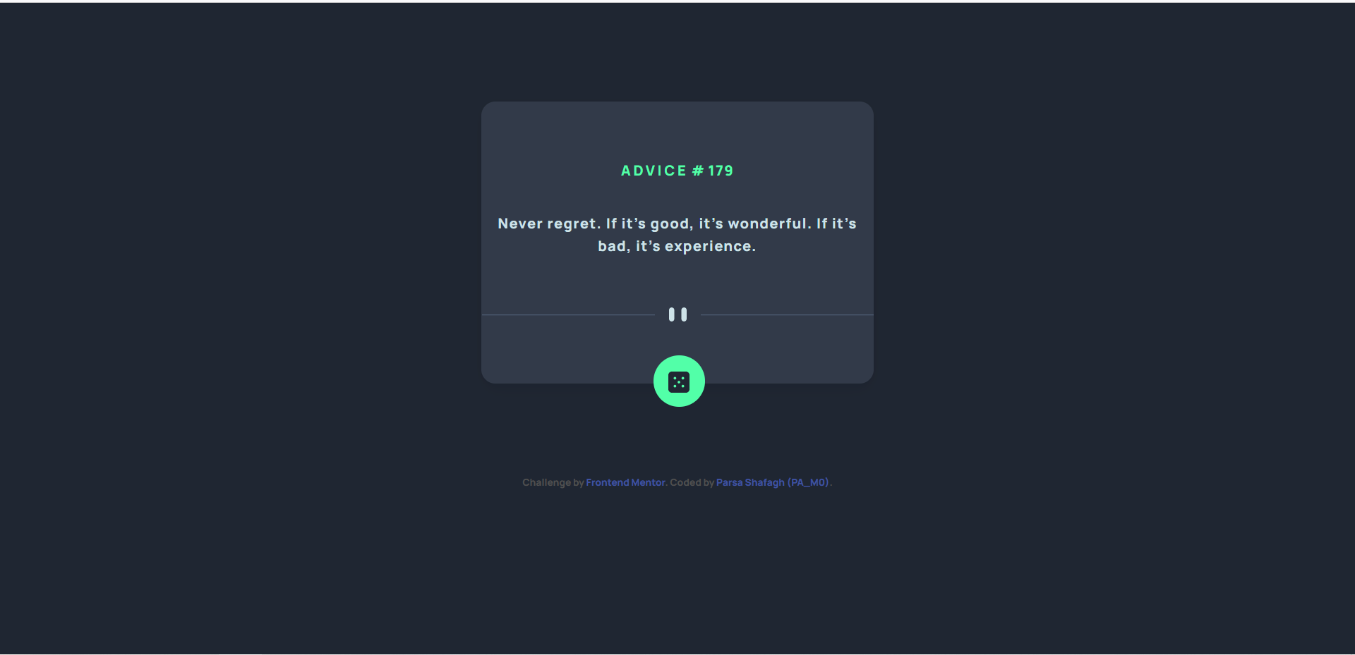 GitHub - PA-M0/advice-generator-app: a peace of advice